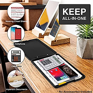Sooez Clipboard with Storage, Plastic Storage Clipboard with Low Profile Clip, Heavy Duty Nursing Clipboards Foldable, Waterproof Coaches Clipboard Case, Letter Size Smooth Writing for Work, Kids