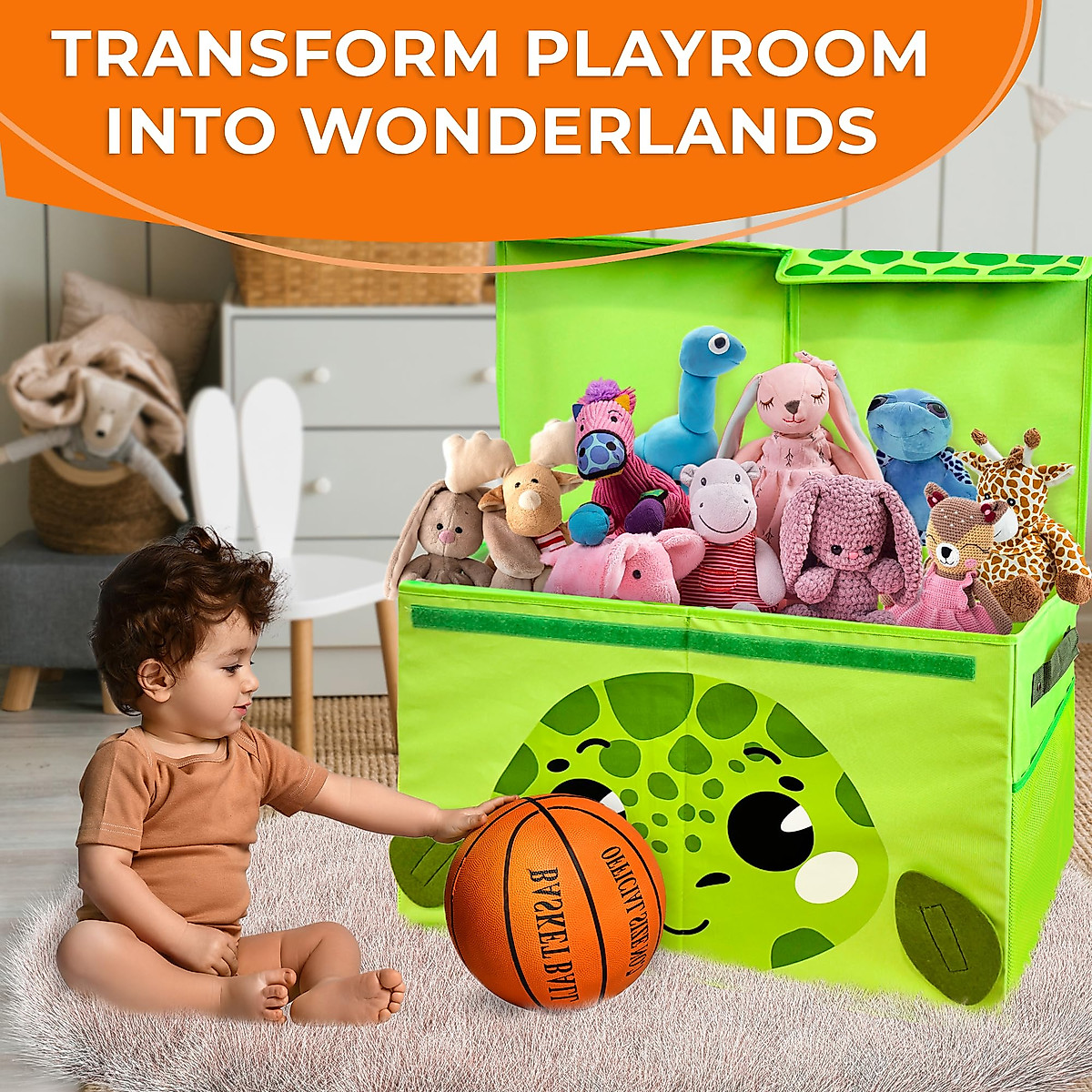 QUOKKA Toy Storage Box Unicorn, Toy Storage Box Turtle & Toy Storage Box Dino Playroom Organizers