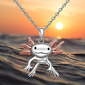 Axolotl Necklace Sterling Silver Pendants Cute Axolotl Friendship Mexican Necklaces for Women Dainty Charm Unique Animal Jewelry Gift