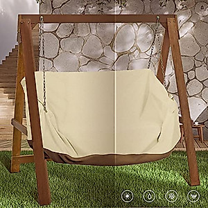 boyspringg Porch Swing Cover, 56x32x25 Inches, Outdoor Swing Cover Waterproof for Patio Garden Furniture, Patio Swing Cover All Weather Protection (Beige)