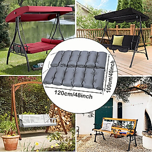 LCYY.JJ Outdoor Swing Cushions,Thicken 4'' Outdoor Bench Cushion 2-3 Seater with Backrest,Outdoor Porch Swing Cushions Placement with Ties, for Garden Recliner Seat Furniture Patio/light gray