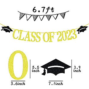 Class of 2023 Banner, Congratulations Banner for 2023 Graduation Decorations(Black and Gold)