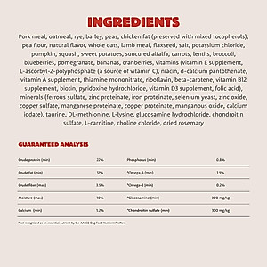 Petcurean Summit Farmstead Feast, Dry Dog Food, Pork Meal and Lamb Meal Adult Recipe with Grains, 25 lb Bag