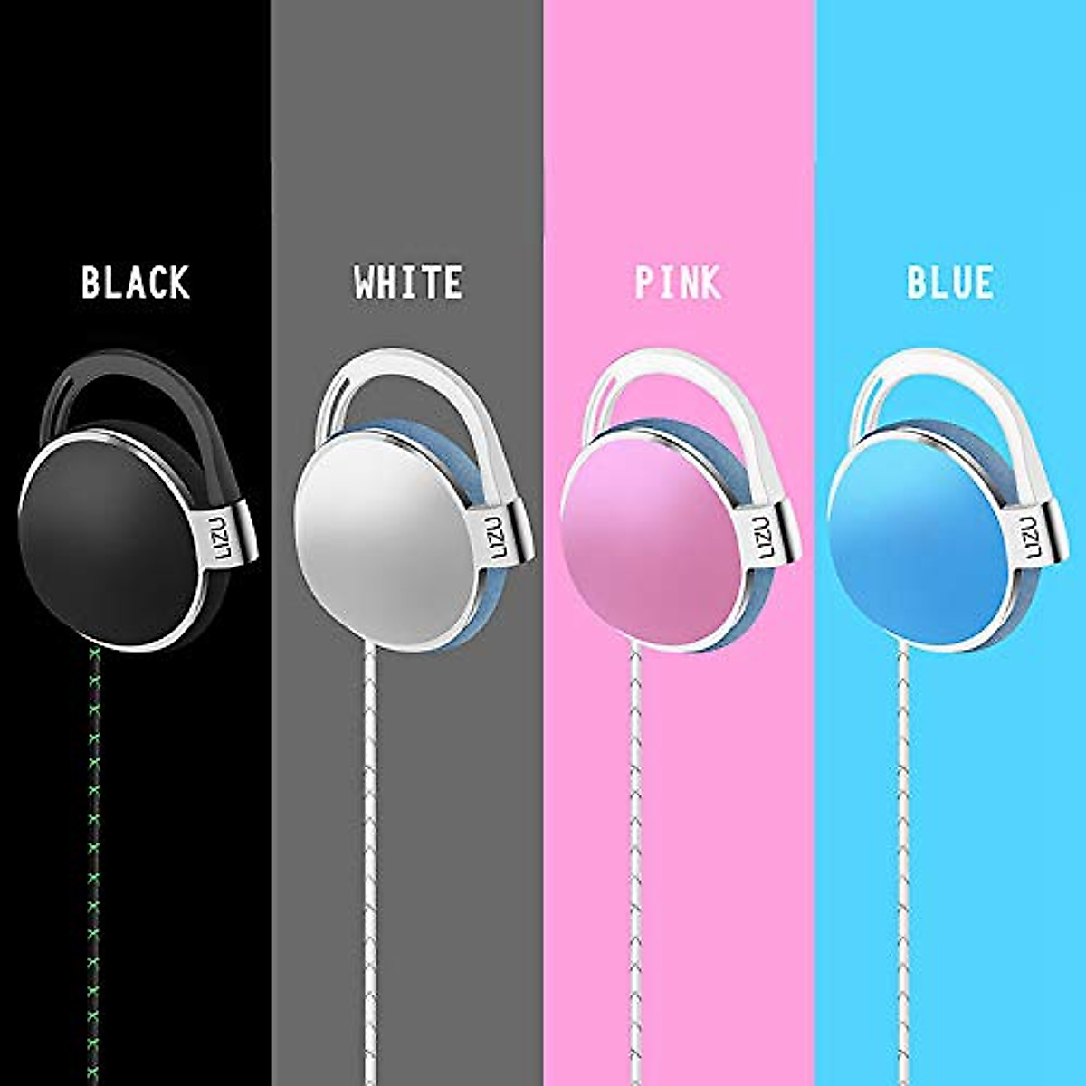 leqingchun Clip Type Earphones，Portable Stereophone Headphones,with Microphone and Call Controller Stereo Earphones,Suitable for Compatible with 3.5mm iPhone, Android Mobile Phone Black