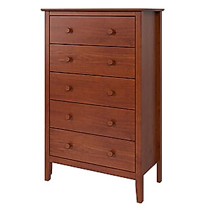 ADEPTUS Wooden Dresser, 5, Pecan