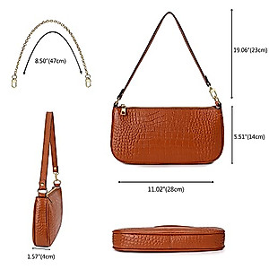 UTO Genuine Leather Croco Mini Purse for Women Fashion Clutch Handbag Girls Shoulder Bag