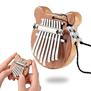 VIVP 8 Keys Mini Kalimba Thumb Piano Solid Wood Finger Piano Portable Marimba Musical Handmade Instruments Professional Mbira with Lanyard Good Accessory Pendant Gift Easy to Learn Christmas Gifts