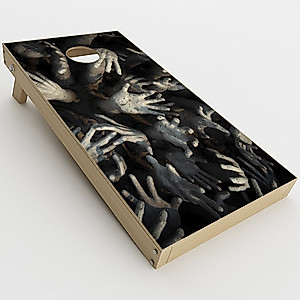 Skin Decal Vinyl Wrap for Cornhole Game Board Bag Toss (2xpcs.) Skins Stickers Cover/Zombie Hands Dead trapped Walking