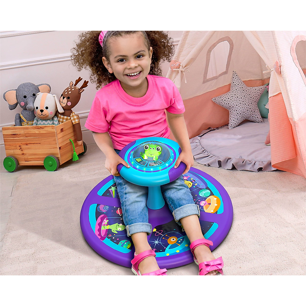 MindSprout Light-Up Space Twister | 360° Sit Twist and Spin, Toddler Toys Age 2, 3, 4, 5, Birthday for Boy Girl, 18 Months +, LED Lights, Kids Toy Indoor or Outdoor for 2 Year Old (Patent Pending)