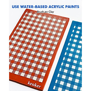 KEOKER Buffalo Plaid Silk Screen for Polymer Clay, Checker Silk Screen Stencils for Polymer Clay, Printing on Clay & Other Jewelry Clay Earrings Decoration, Each 6" X 3.8" (Buffalo Plaid)