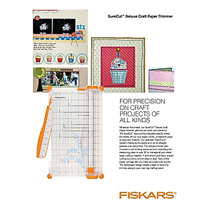 Fiskars SureCutTM Deluxe Craft Paper Trimmer + Replacement Blades Bundle - 12” Cut Length - Grid Lines - 2 Blade Pack