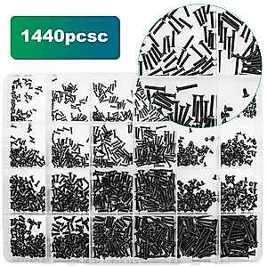 Zmbroll 1440 Pcs Black Laptop Notebook Computer Screws M1.2 M1.4 M1.7 M2 Flat Head Phillips Machine Screws Countersunk ssd Screws Accessories Mini Machine Computer Screws Assortments Kits