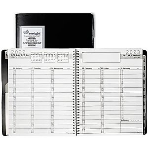 2023 Ensight Tabbed Appointment Book & Planner (8.5 x 11) inches, Daily Hourly Weekly Planner, Calendar and Schedule Book 15-Minute time Slots, Durable Twin-Wire Fastening, Business and Personal (2023 Black New Edition)