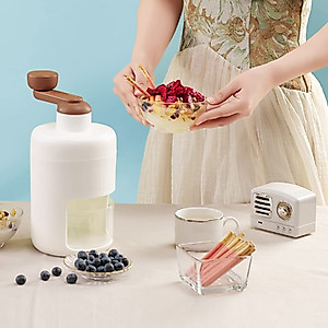 BVCED Shaved Ice Maker Snow Cone Machine Manual Slushie Machine with Sharp Blades Portable Ice Crusher and Shaved Ice Machine with Ice Cube Mold Ice Shaver Machine for Snow Cones, Frozen Cocktails