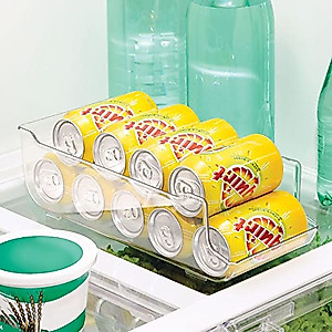 mDesign Large Plastic Pop/Soda Can Dispenser Storage Organizer Bin for Kitchen Pantry, Countertops, Cabinets, Refrigerator - Holds 9 Cans - BPA Free, Food Safe, 4 Pack - Clear
