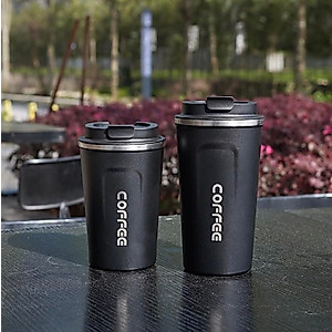 COFFEE MUG, Thermos Travel,Thermal Vacuum Flask Insulated Cup Milk Tea Water Bottle 510ML Stainless Steel Coffee Mug (black)