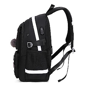 Wadirum Cute Laptop Backpack for Girl Fashion College Bag Women Backpack Purse Black