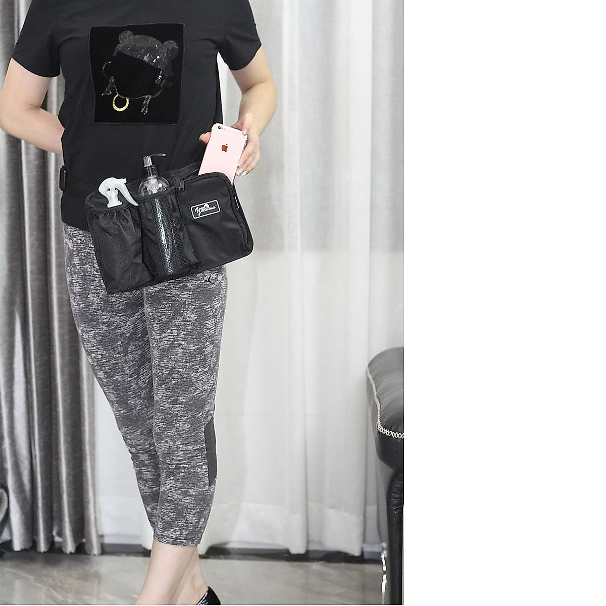 YOURUIMEI Essential Oil Fanny Pack According to the Master Fanny Pack, Essence Oil Bottle Sleeve Massage Bottle Storage Bag Wash and Protect the Bottle Storage Bag (Rose red) (3 bottle, Black)