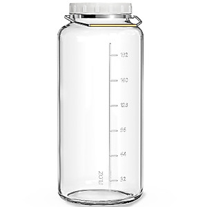 Qianfenie 2 Gallon Glass Jar with Airtight Lid, Wide Mouth Mason Jar with Lids(7600ML), Set of 1, 2 Gallon Large Glass Jar with Lid and Stainless Steel Handle