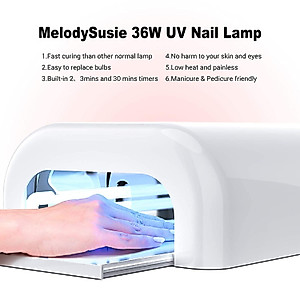MelodySusie 36W Nail Lamp for Resin, Pro04 Professional Gel Nail Polish Curing Lamp with 3 Timer Setting, Sliding Tray for Manicure Pedicure,Great for Resin,White