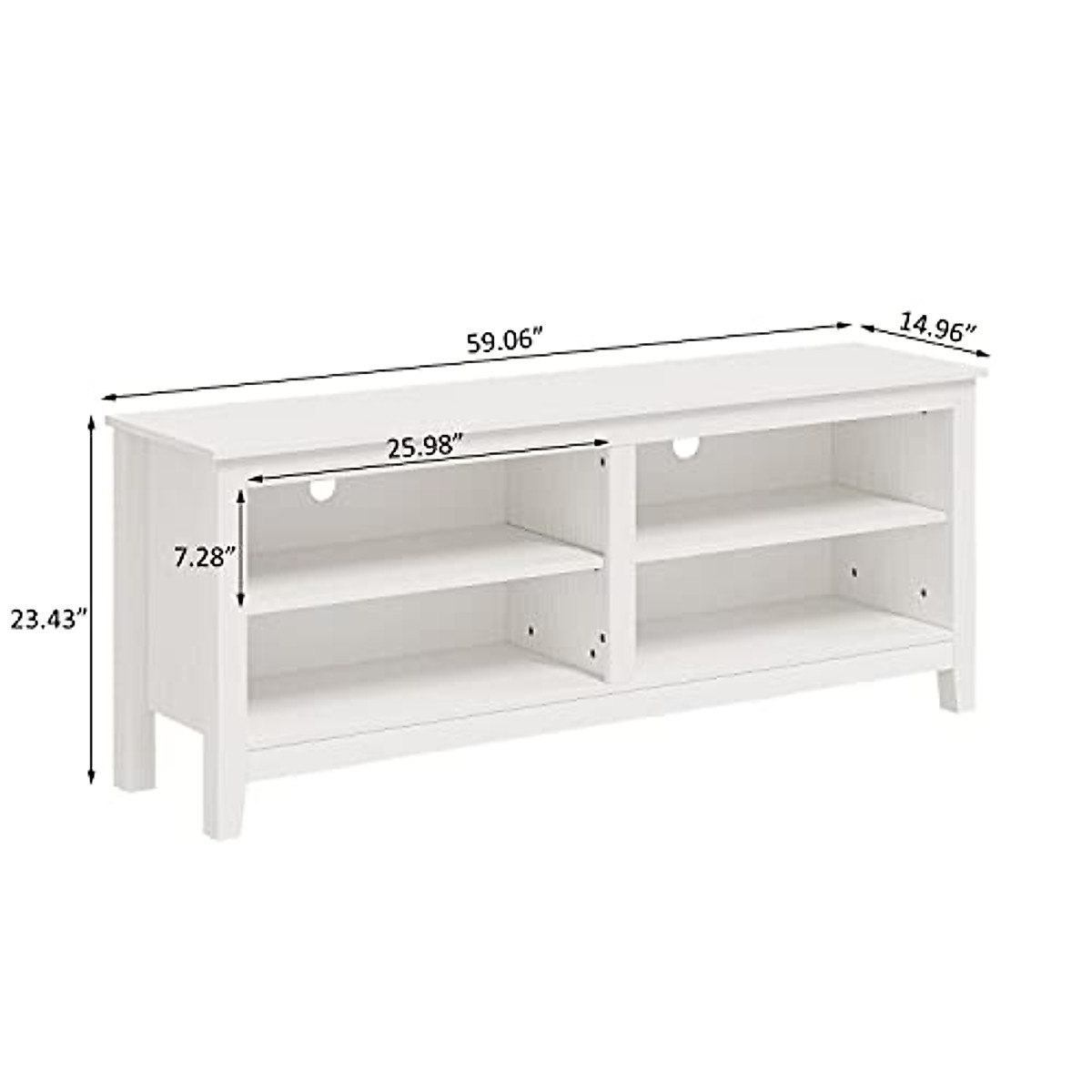 Panana TV Stand, Classic 4 Cubby TV Stand for 65 inch TV, Farmhouse Television Stands Entertainment Center Media Stand with Storage TV Table Stand for Living Room Bedroom, 59 inch, White TV Stand