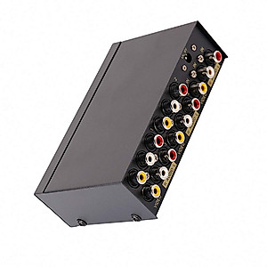 DTECH Powered 4 Way 3 RCA Splitter Box 1 in 4 Out Composite Video Audio Distribution Duplicator with Power Adapter