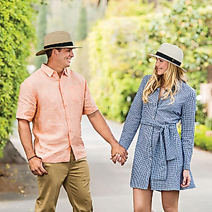 Wallaroo Palm Beach Fedora (Beige, L/XL) – UPF 50+ UV Sun Protection, Wide Brim, Stylish Design, Adjustable Size – Classic Sun Hat for Outdoor Events, Travel, and Everyday Wear