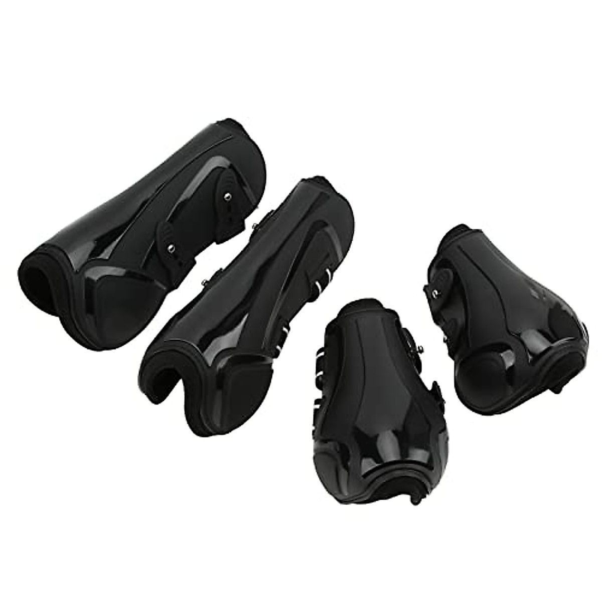 GLOGLOW 4Pcs Horse Tendon Boots, PU Shell Open Front Boots and Horse Hind Leg Brace Boots for Jumping Trail Riding Shock Absorbing