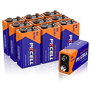 PILOCEL Smoke Alarm Batteries, 9 Volt Alkaline Performance All-Purpose Batteries, 10 Count Pack Ultra Long-Lasting for Household and Office Devices