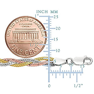 Jewelry Affairs Tricolor Braided Snake Chain Anklet In Sterling Silver, 10"