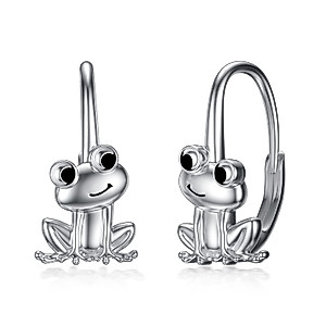MEIDERBO Frog Earrings S925 Sterling Silver Hypoallergenic Frog Hoop Earrings Women Frog Jewelry Gifts for Daughter