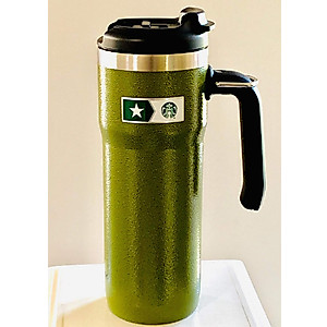 Starbucks + Stanley Military Commitment Double Walled Hammered Stainless Steel Tumbler With Handle
