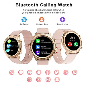 Smart Watches for Women (Make/Receive Call), Smart Watch for Android Phones and iPhone Compatible, 1.28" Touch Screen IP67 Waterproof Fitness Tracker with Heart Rate/Blood Oxygen/Sleep Monitor (Pink)