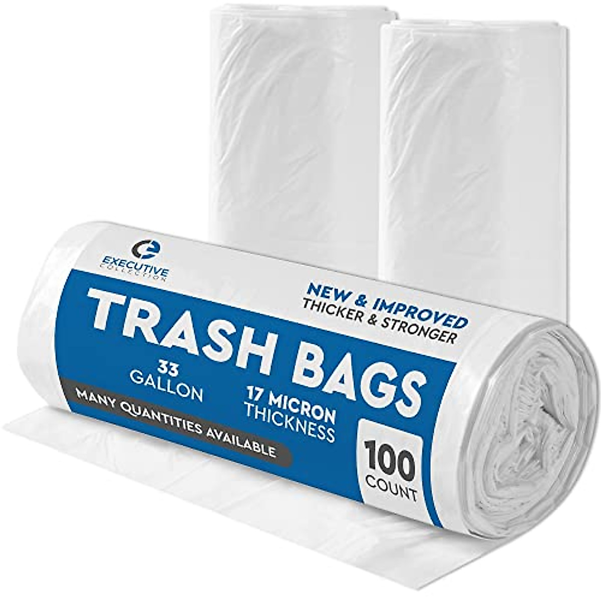 33 Gallon Trash Bags - 100 Count - 33" x 40" Clear Plastic Garbage Bags Tall Can Liners - Cleaning Products for Home, Office Bulk Trash, Light Residential or Commercial Waste, Indoor and Outdoor Use