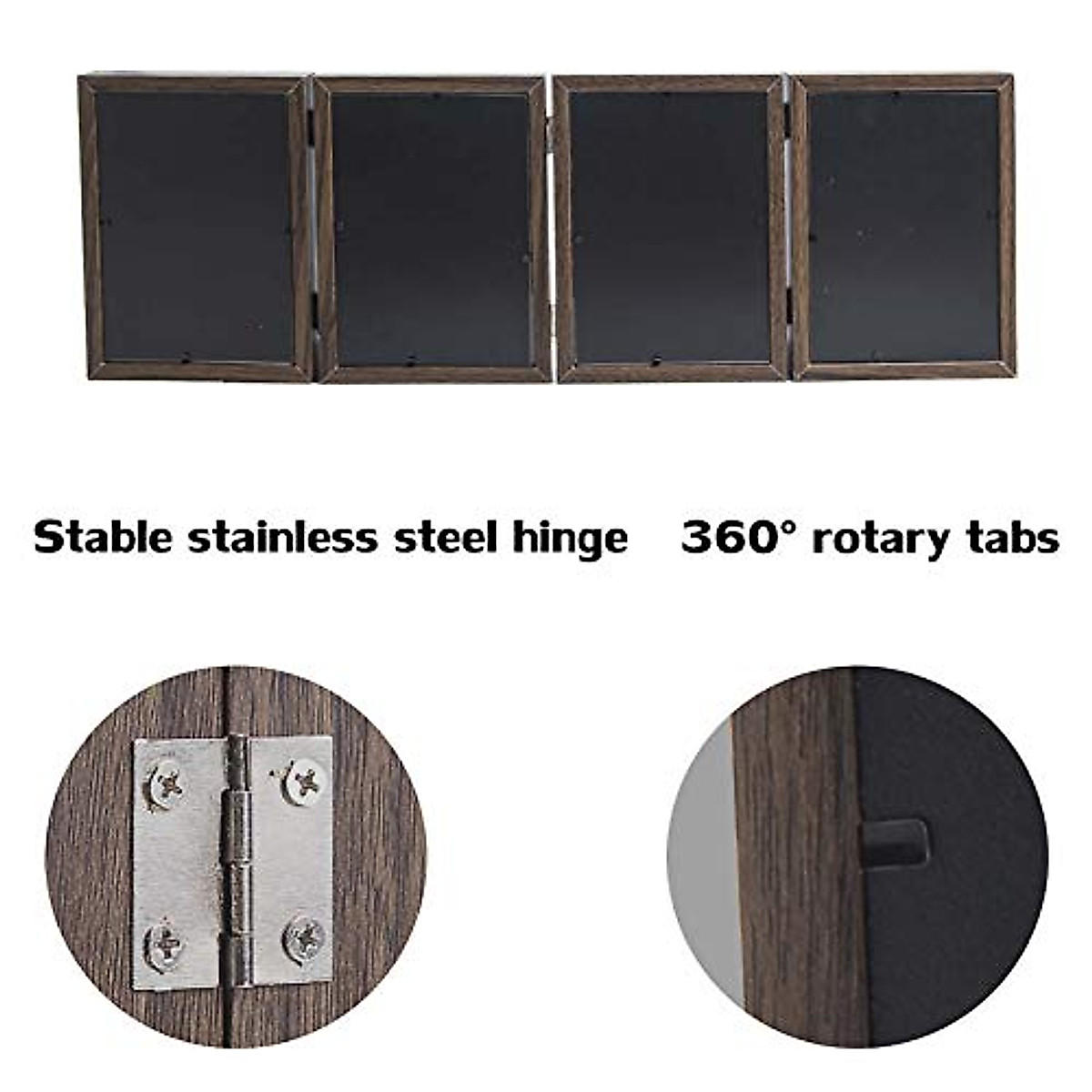 5x7 Hinged Picture Frames Beveled Wood Brown with Real Glass 4 Vertical Opening Family Lover Gift