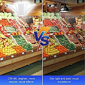 Coomoors Led Garage Lights 4 Pack, 100W LED Shop Light, 10000LM 6500K E26/E27 Garage Ceiling Light with 5 Adjustable Panels for Garage Workshop Basement Workbench Barn Warehouse