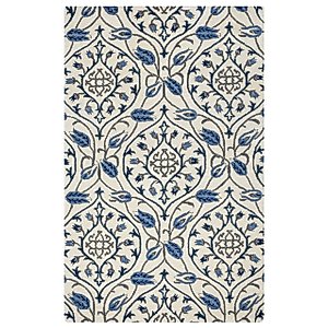 Rizzy Home | VN9522 | Valintino Collection | Wool Area Rug | 8' x 10' | Ivory/Blue/Gray/Navy Ornamental