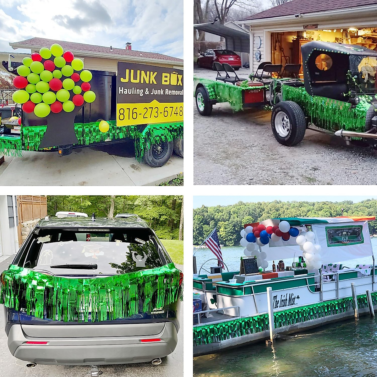 Blukey 10 Feet by 15 Inch Fuchsia Foil Fringe Garland - Pack of 6 | Shiny Metallic Tinsel Banner | Ideal for Parade Floats, Bridal Shower, Wedding, Birthday, Christmas | Wall Hanging Drapes