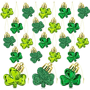 36pcs St Patrick's Day Mini Shamrock Ornaments for Small Tree Decorations Good Luck Clover Hanging Bauble Green Trefoil Irish Ornaments for Saint Patrick's Day Tree Shelf Decor Party Favors Supplies