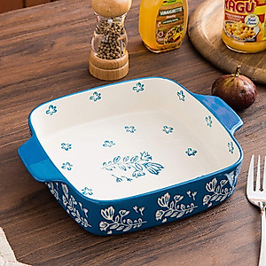 Wisenvoy Baking Dish Ceramic Brownie Pan 9x9 Baking Pan Casserole Dish Lasagna Pan Square Rose Dish Pan Bakeware Sets