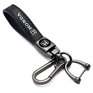 BASLIQ For Honda with Car Logo,Genuine Leather Car Keychain Replacement for Honda CR-V CRV Pilot EX EX-L Travel Keychains Key Chain for Man and Woman Family Keyring car Accessories
