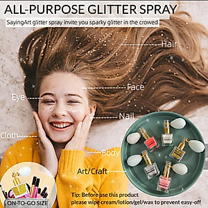 Pink Glow Sparkle Glitter Spray for Body Hair Skin Cloth Women, SayingArt Body Glitter Spray, 2 Hairspray Fine Cosmetic Shimmer Makeup Glitter for Rave Hair Body Face Clothes Nail Art Craft Design