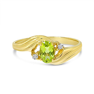 Direct-Jewelry 14k Yellow Gold Oval Peridot And Diamond Ring (Size 8)