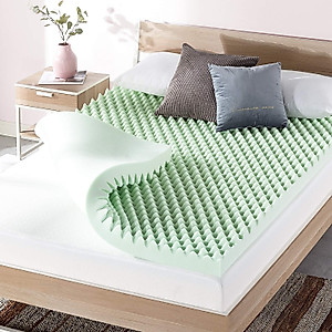 Best Price Mattress 4 Inch Egg Crate Memory Foam Mattress Topper with Calming Green Tea Infusion, CertiPUR-US Certified, Twin XL