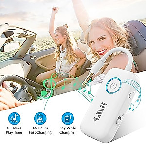 1Mii Bluetooth 5.3 Transmitter Receiver for Airplane/TV to 2 Headphones/AirPods, Dual Links Wireless Audio Adapter w/aptx Low Latency/HD/AptX Adaptive, 3.5mm Aux Bluetooth Adapter for Cars, Gym, Boat