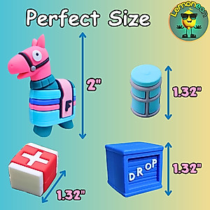 Lemoneon Video Game Cake Toppers Upgraded Designs V2 Battle Royale Llama Decoration for Birthday Party Cake Decor 11Pcs/Set