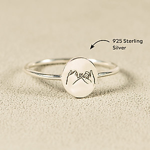 Pinky Promise Ring for Best Friends, Friendship Rings, Silver Pinky Promise Ring for Friends, Sisters Ring, Gifts for Best Friends Women, Best Friend Birthday Gifts for Women(F silver 07)