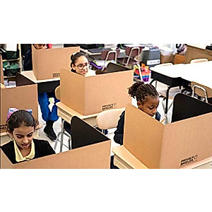 USA-Made Privacy Shields - Voting Booths (30-Pack) - 13" (H) x 20" (W) x 17" (D) - Black Interior (Discourages Graffiti) - Kraft Brown Exterior - Privacy Partitions for Students - Desk Separators
