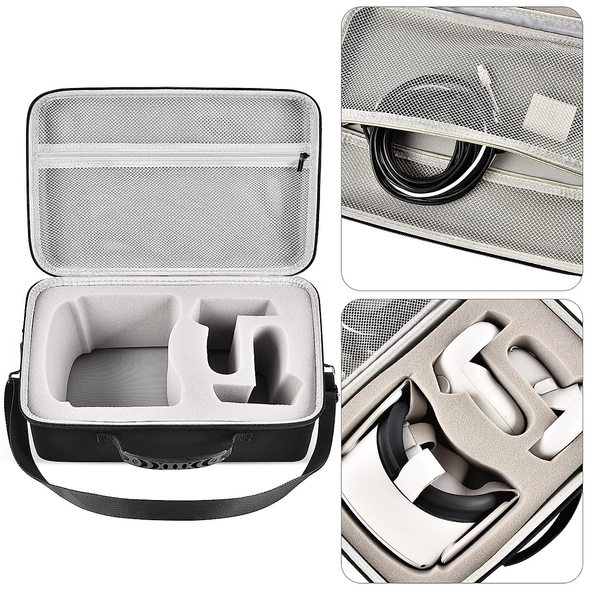 Hard Carrying Case for Meta/for Oculus Quest 2/ Quest 3 All-in-One VR Gaming Headset and Touch Controllers, Travel Storage Bag with Silicone Face Cover & Lens Protector & Accessories