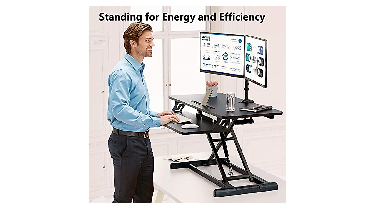 ErGear Standing Up Desk Converter Height Adjustable Sit Stand Desk with ...